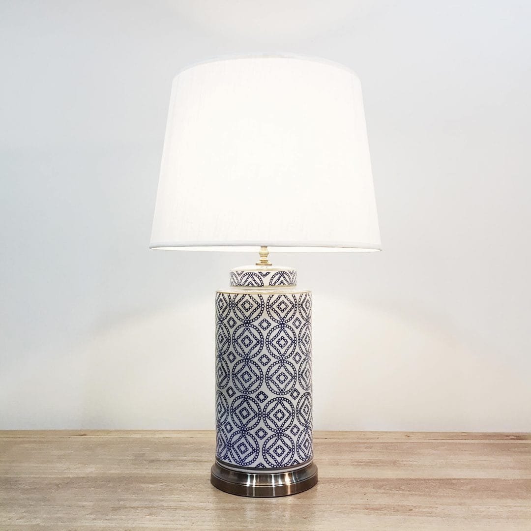 CJW-DH-BW1: Round ceramic table lamp with a white base - Just Anthony